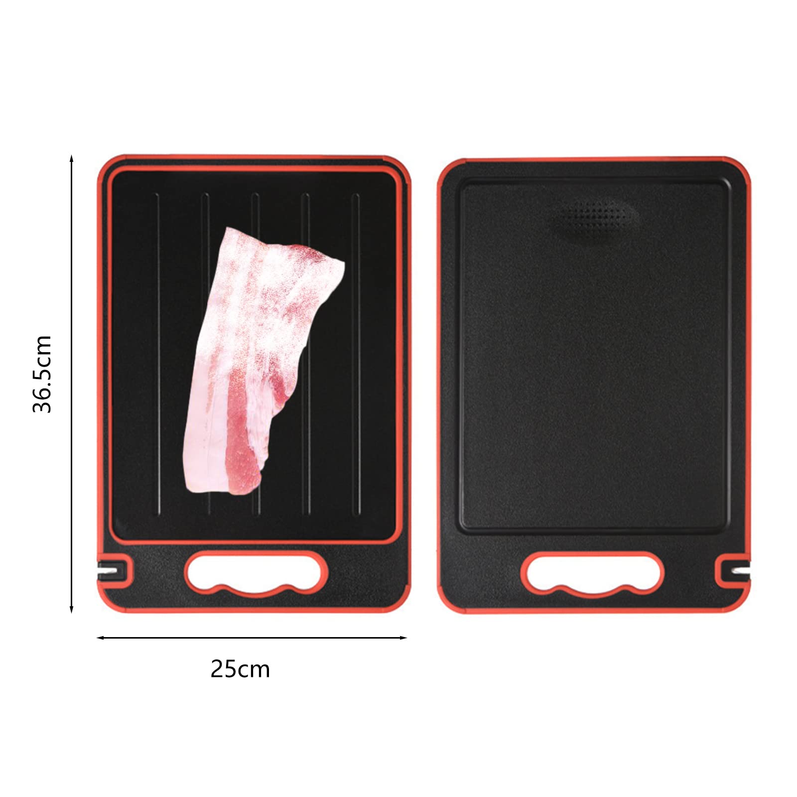 LIZHOUMIL Defrosting Tray, 4-in-1 Board Double-Sided Frost Away Plate Chopping Board Kitchen Gadget with Knife Sharpener Cutting Board red Black