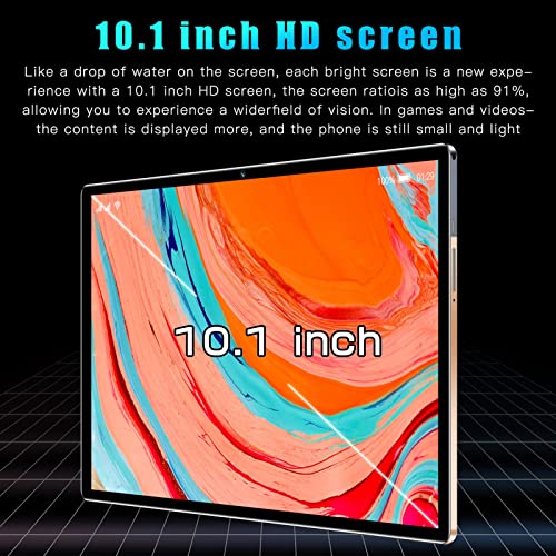 HEEPDD 10.1 Inch Tablet, Portable Tablet 8GB RAM 256GB ROM 1920x1200 Golden 5MP 13MP (US Plug)