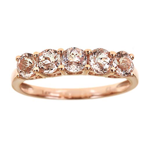 Gin & Grace 10K Rose Gold Genuine Morganite Ring for women | Ethically, authentically & organically sourced (Round-cut) shaped Morganite hand-crafted jewelry for her | Morganite Ring for women