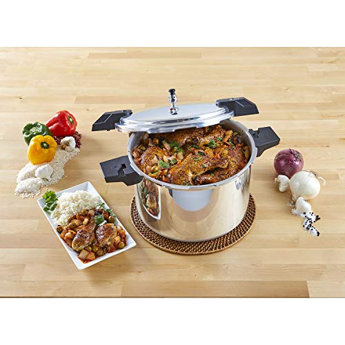 IMUSA USA A417-80807 16Qt Jumbo Stovetop Pressure Cooker with Regulator and Side Handles, Silver