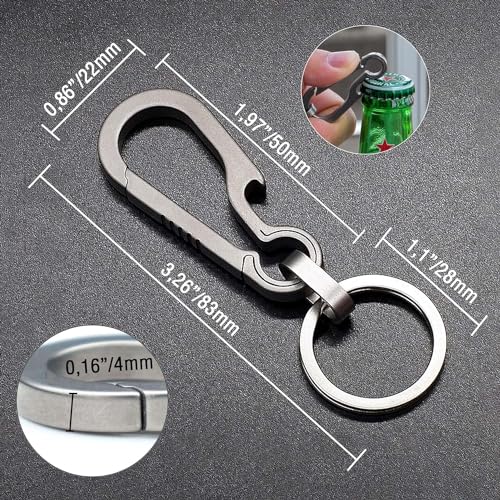 JVCOM Titanium Carabiner Keychain And Keyring, Bottle Opener Keychain, Duty Belt Key Clip, Minimalist EDC Keychain.