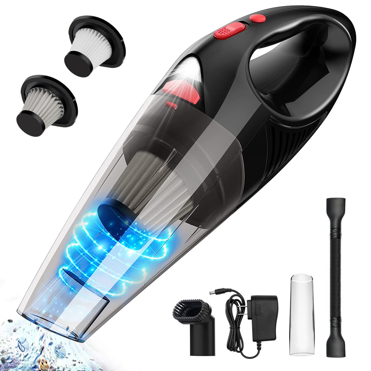 Hand Vacuum Cordless, Handheld Vacuum Cleaner Rechargeable with Strong Suction for Home and Car Cleaning