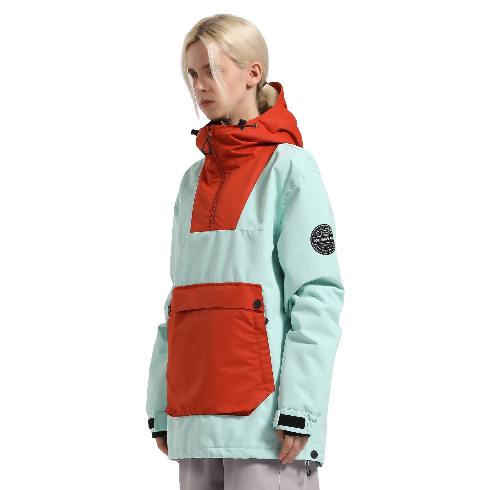 HIEEKDER Women's Ski Jacket Hooded Snowsuit Pullover Windproof Ski Wear Warm Ski Coat Snowboarding Waterproof Rain Jacket