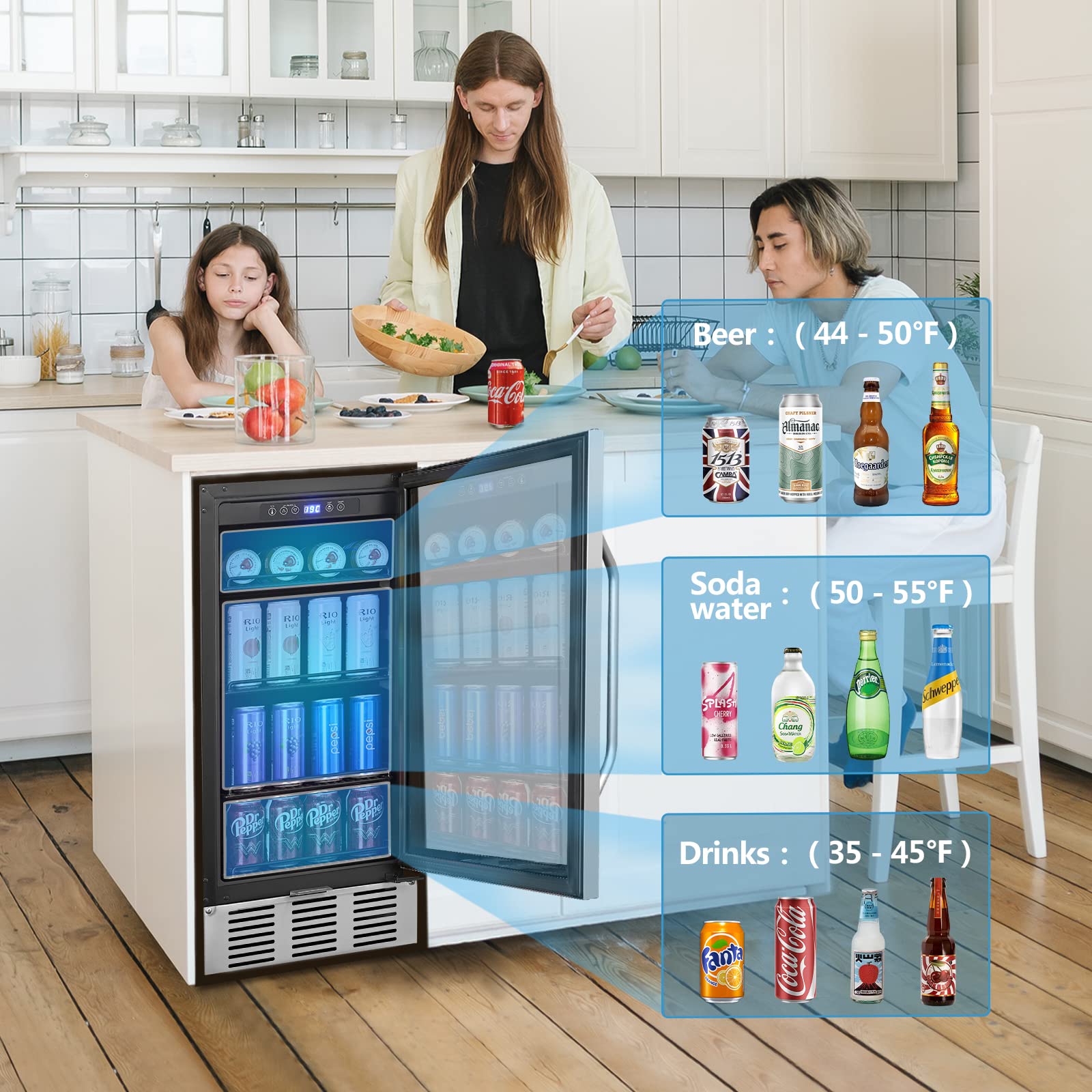Karcassin 15 inch Wine Cooler Refrigerator β Update Version - Compressor Wine Bottle Chiller β Single Temp Zones β Stores upto 32 Bottles