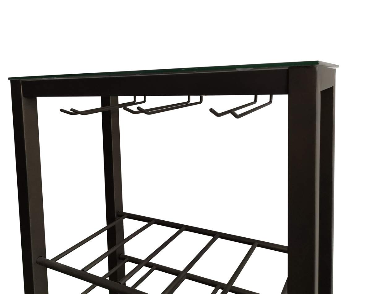 Kings Brand Furniture β Freestanding Floor Wine Rack Storage Table - Hold 20 Bottles with Glasses Holder
