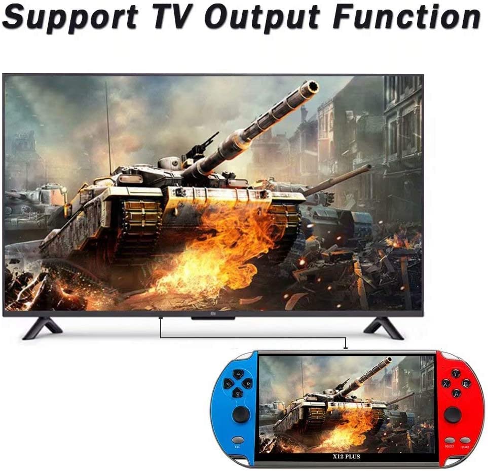 HealthyElves 7 inch Screen Handheld Portable MP5, Dual Video and Electronic Games, Nostalgic Arcade Game Console with Joystick, 16GB Memory, Support GBC/GBA/NES/MD/SMC/SFC Games