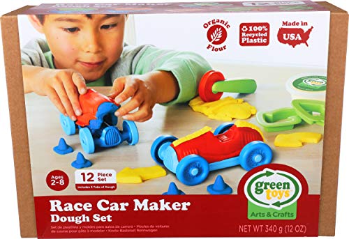 Green Toys Race Car Maker Dough Set - 12 Piece Pretend Play, Motor Skills, Creative Arts & Crafts Activity Kids Toy Set