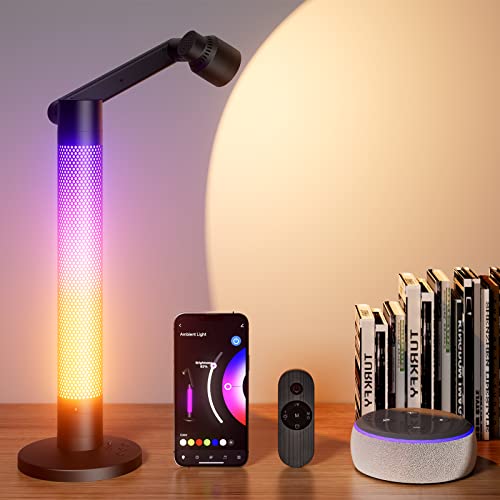 howdot RGB Desk Lamp, Ambience and Lighting in 1, Smart Lamp Compatible with Alexa, Color Changing Lamp with APP Control, Music Sync, 600LM Swing Arm Desk Lamp for Home Office Working & Reading