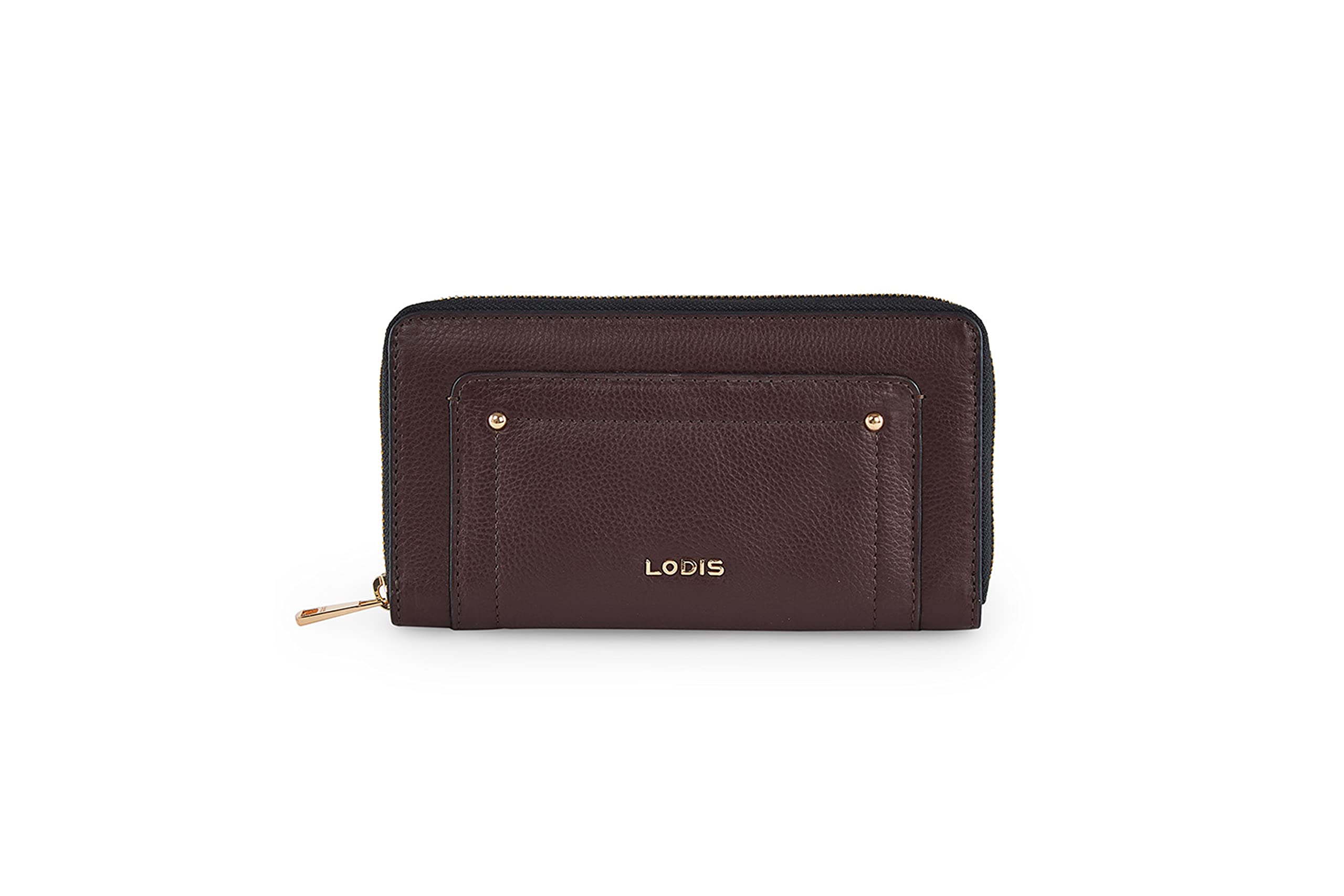 Lodis Women's Flynn Zip Around Continental Wallet, Smooth Slim Leather Wallet, Handbag, Trumble (Brick)