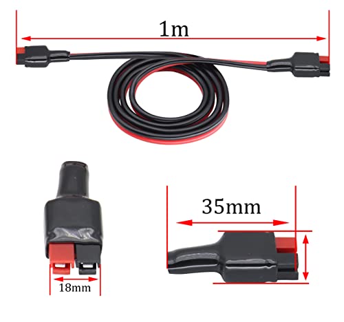 HCFeng 14AWG Double-Ended 45A an-der-Son Solar Charge Extension Cable 45A Battery Adapter Compatible with GZ/Yeti/G500 /Renogy/Boulder 200 Solar Panels Generator Power Inverter [3.3ft/1M]