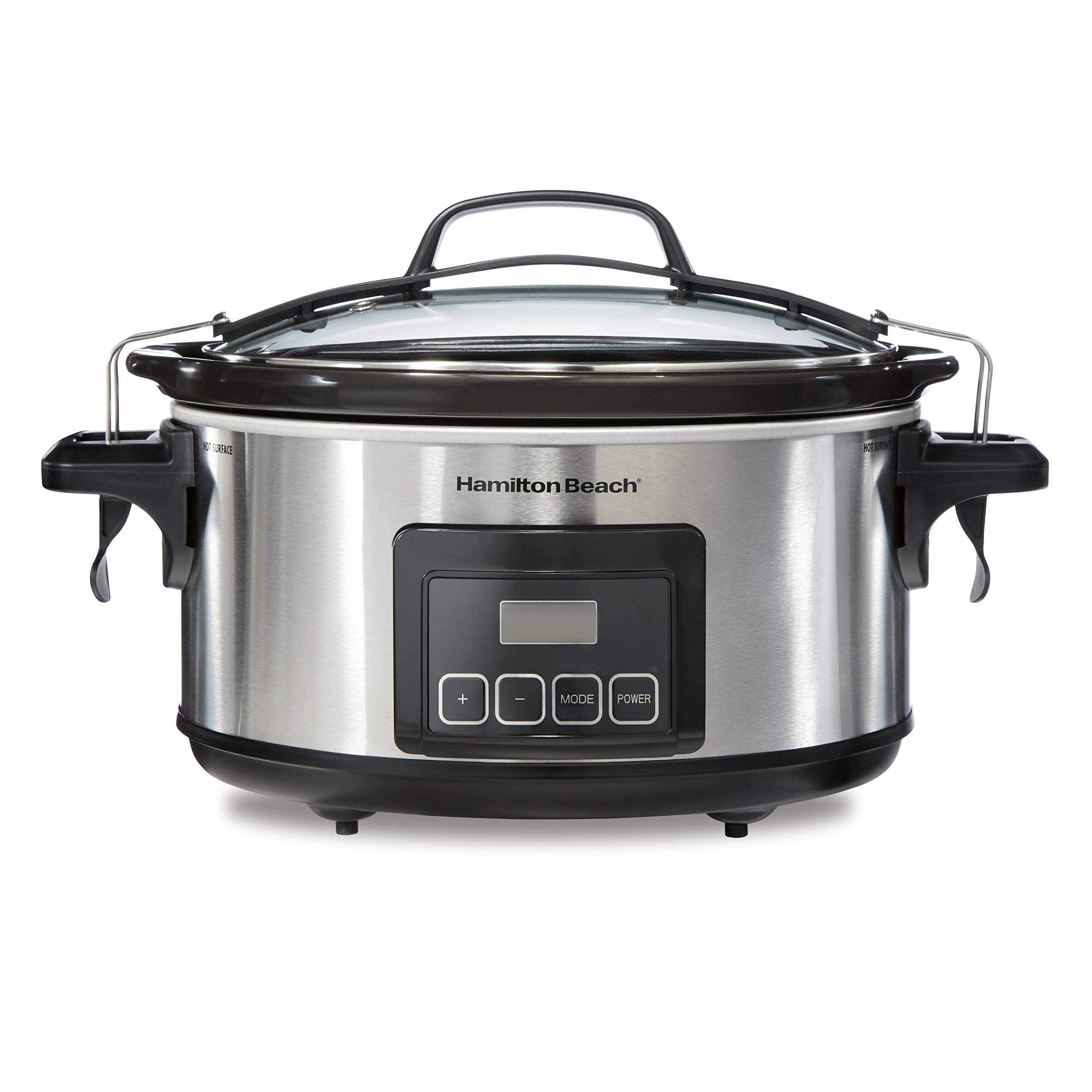 Hamilton Beach Portable 6-Quart Stay or Go Programmable Slow Cooker with Lid Lock, Stainless Steel (33561)