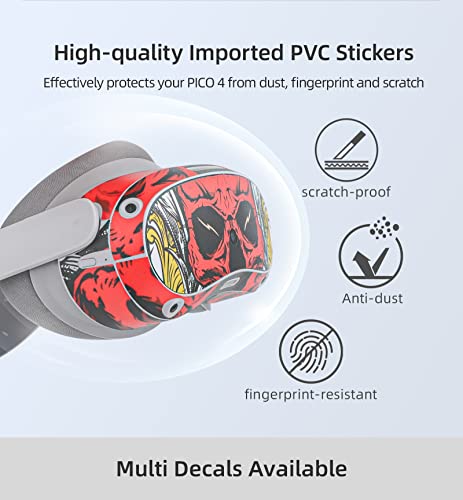 Honlyn VR Stickers Compatible with PICO 4 VR Headset, Skin Wrap Decal Cartoon Sticker Accessories (Street Trend)