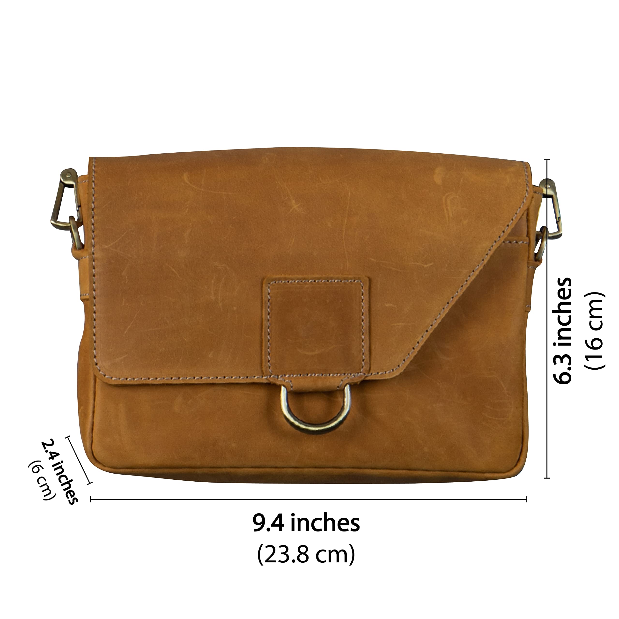 Handmade Crazy Horse Leather Crossbody Shoulder Bag For Women Messenger Leather Bag Tablet/Ipad Vintage Design (Light Brown)
