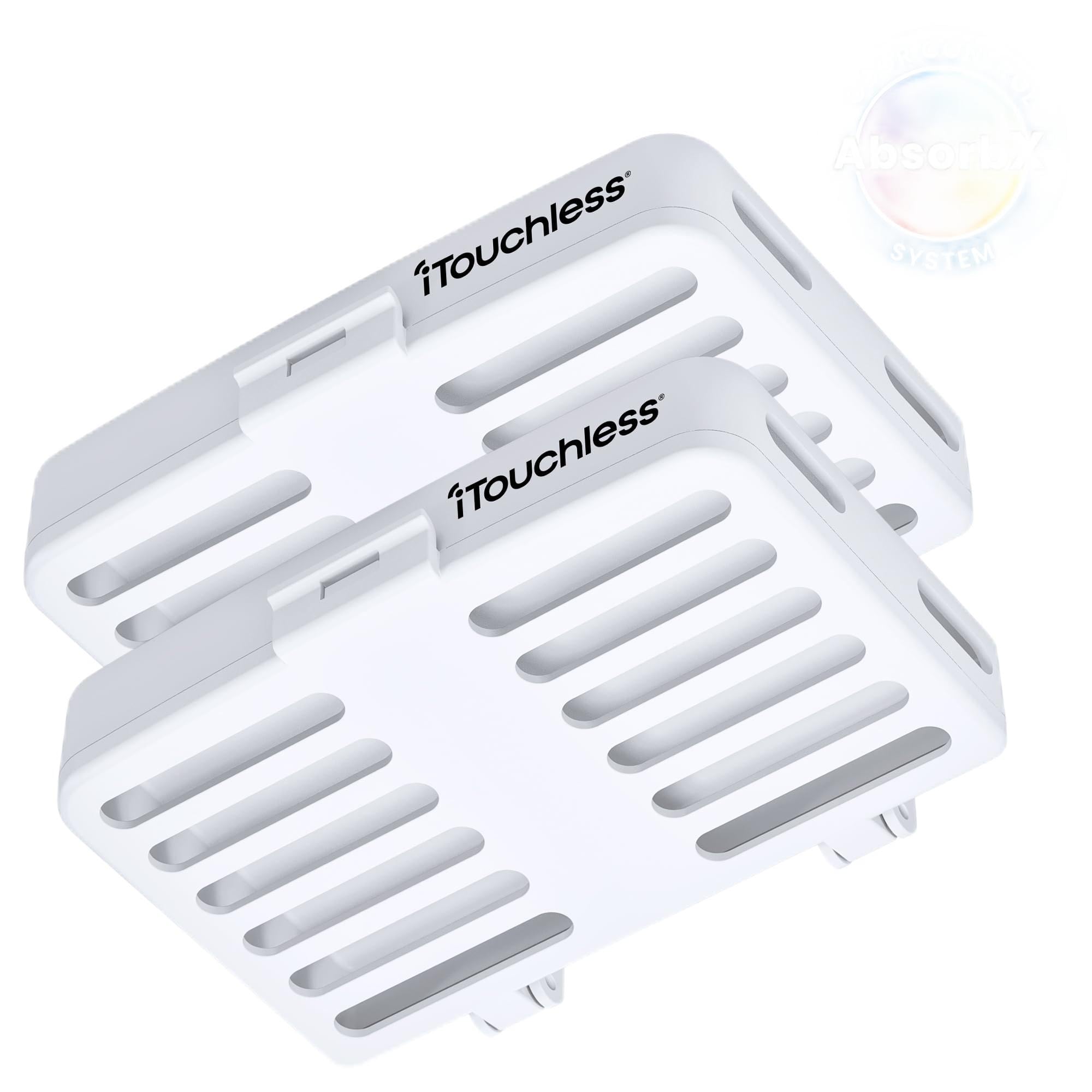 iTouchless Replaceable, Stick On Deodorizer Activated Carbon Filters Eliminate Smell in Refrigerator, Trash Can, Diaper Pail, Closet, Shoes, Locker (2-Pack), AbsorbX Odor Removal Kit, White, 2 Count