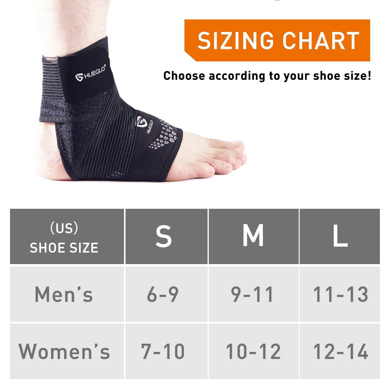 HUEGLO Ankle Brace,Ankle Support Brace for Sprained Ankle,Adjustable Ankle Compression Sleeve for Sports,Sprains,Injury Recovery,Ankle Stabilizer Brace for Women and Men,Medium