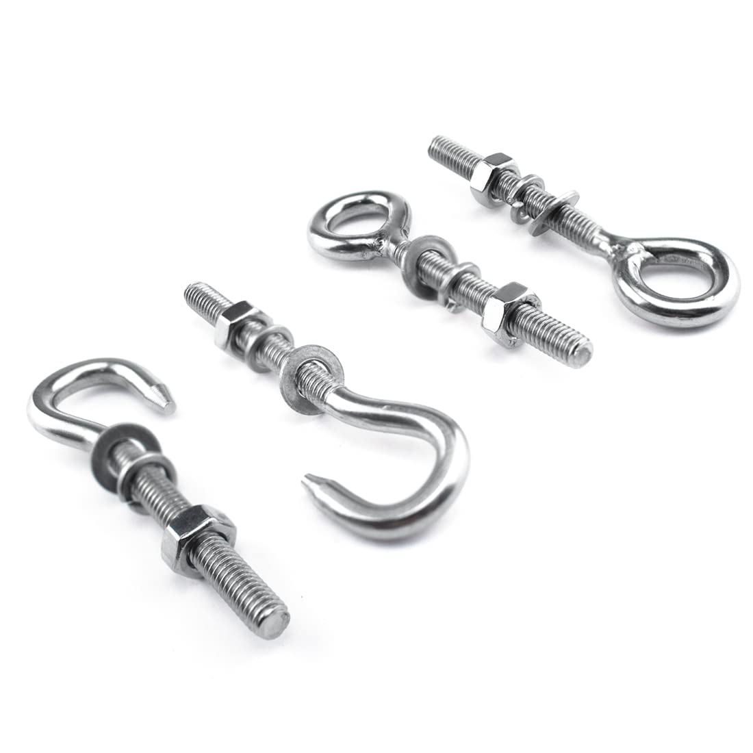 M6 Stainless Steel Ring Eyebolts and Bolt Hooks, Welded Closed Liftinglengthen Screw Bolts with Nuts and Washers for Indoor and Outdoor Use - 4PCS (M6)