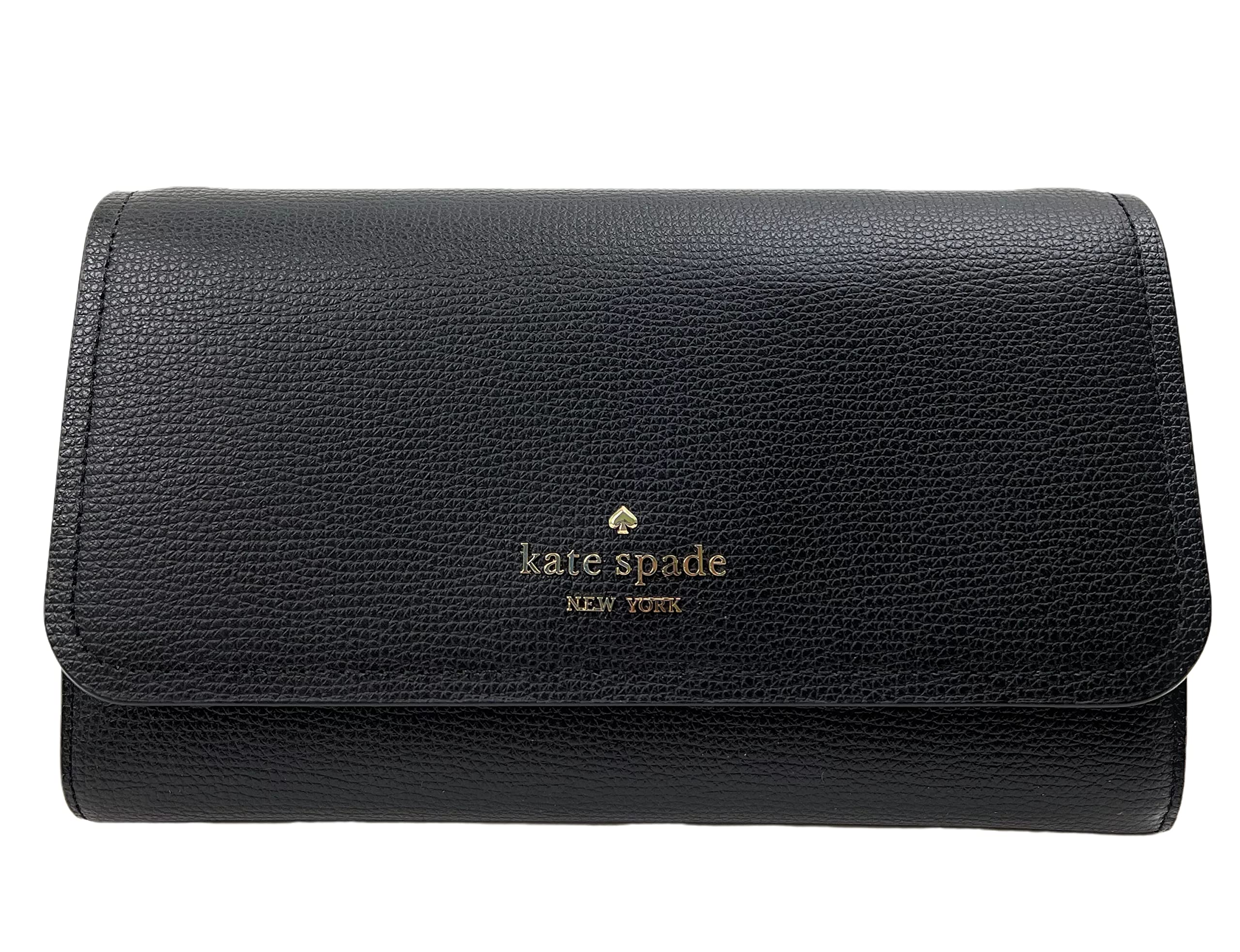 Kate Spade New York Refined Grain Leather Chain Wallet Crossbody Bag (Black)