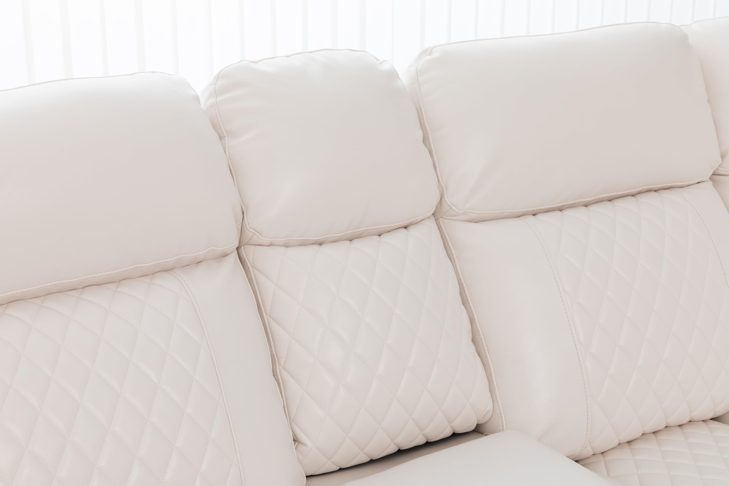 Kingway Inc Lionel Power Recliner Sectional Sofa, White