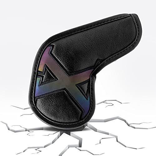 Golf Iron Club Head Covers set Headcovers Fits for All iron wedges - Big Number - Long Neck - Black Pu Leather fits Small Standard Oversized Golf Clubs 10pcs/Pack