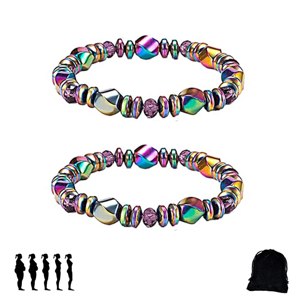 JALZEMPL 2pcs Lunula Electroactive Auroras Bangle, Lunula Aurora Bangle Armelle Electroactive Auroras Bangle Magnetic Auroras Stone Bangle for Men Women
