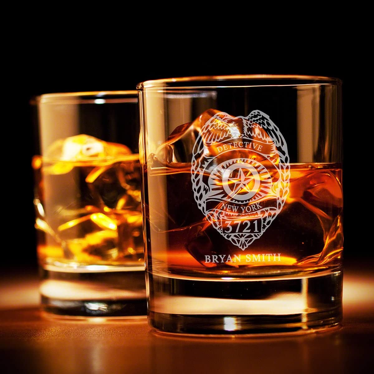 HomeWetBar Sheriff Badge Personalized Rocks Glass for Law Enforcement