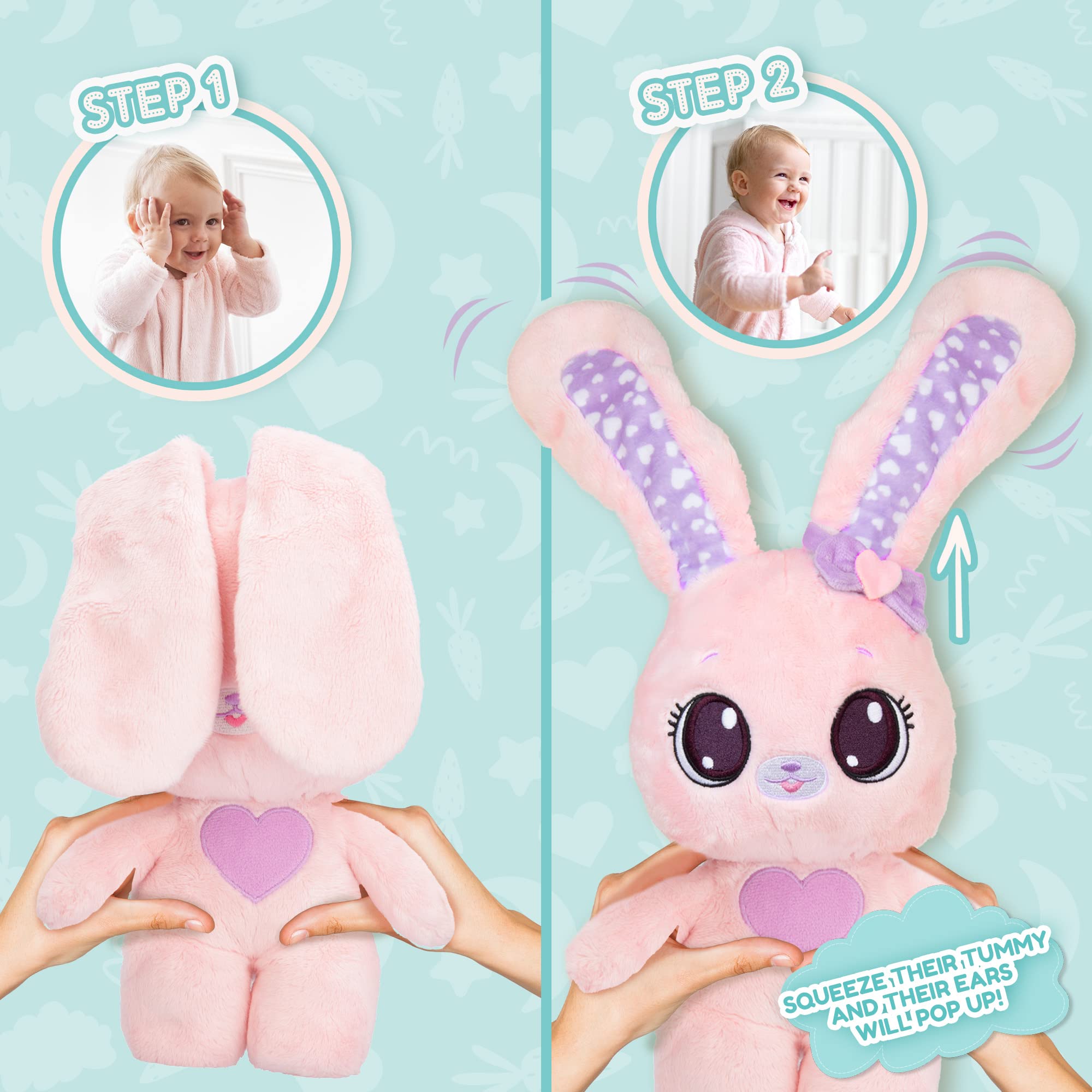 IMC Toys Peekapets Peek-A-Boo- Bunny Pink Plush - Stuffed Animal, Plush Doll - Great Gift for Kids Ages 1-3
