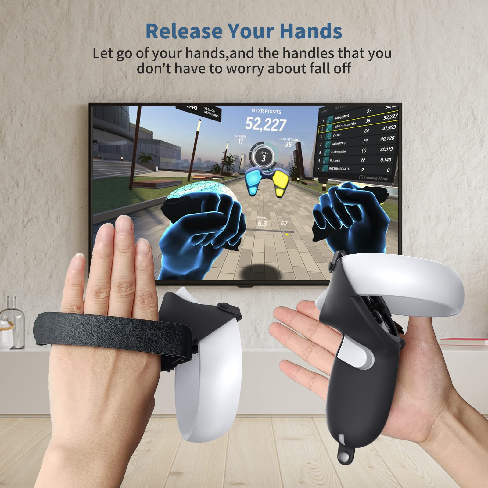 iTwano Controller Grips Compatible with Oculus Quest 2, Silicone Controller Cover Protector for Quest 2 with Adjustable Knuckle Strap