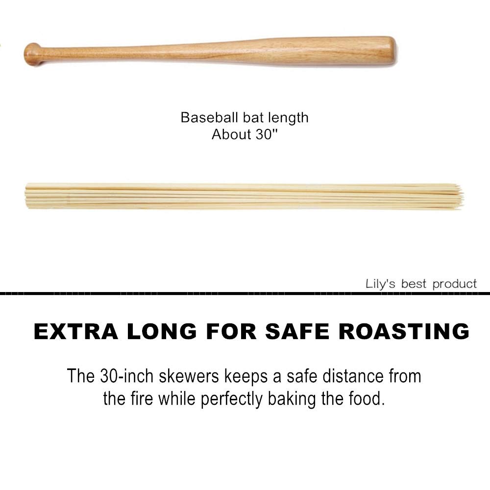 HOPELF 36" Natural Bamboo Skewers Sticks for Marshmallows,S'Mores,BBQ,Kabob,Grilling,Barbecue,Roasting,Camping.More Size Choices 6"/8"/10"/12"/14"/30"(100 PCS)