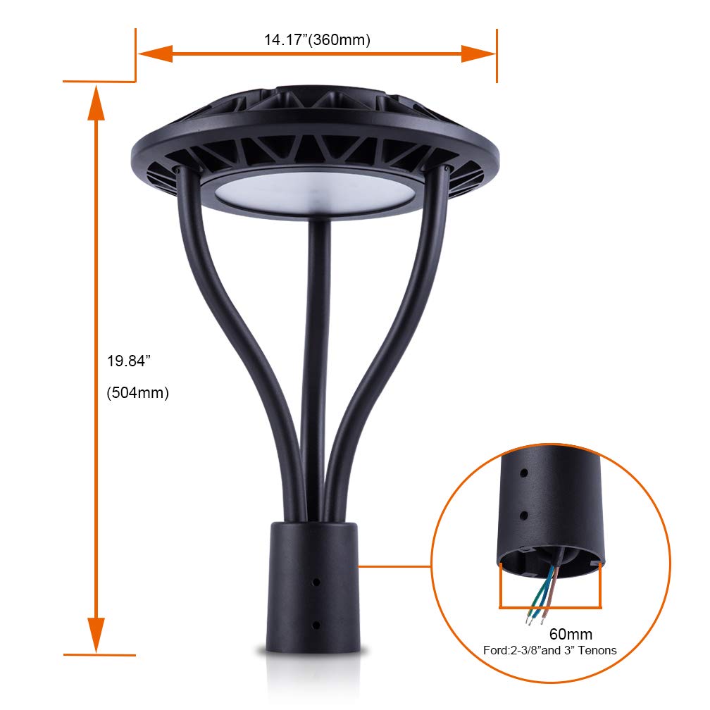 HOLDWILL 1 Pack LED Post Top Pole Light, 150W(700W Equivalent) White Daylight 5000k led Area Street Garden Lighting Lamp, UL DLC Listed 100-277V AC LED Circular Area Lights