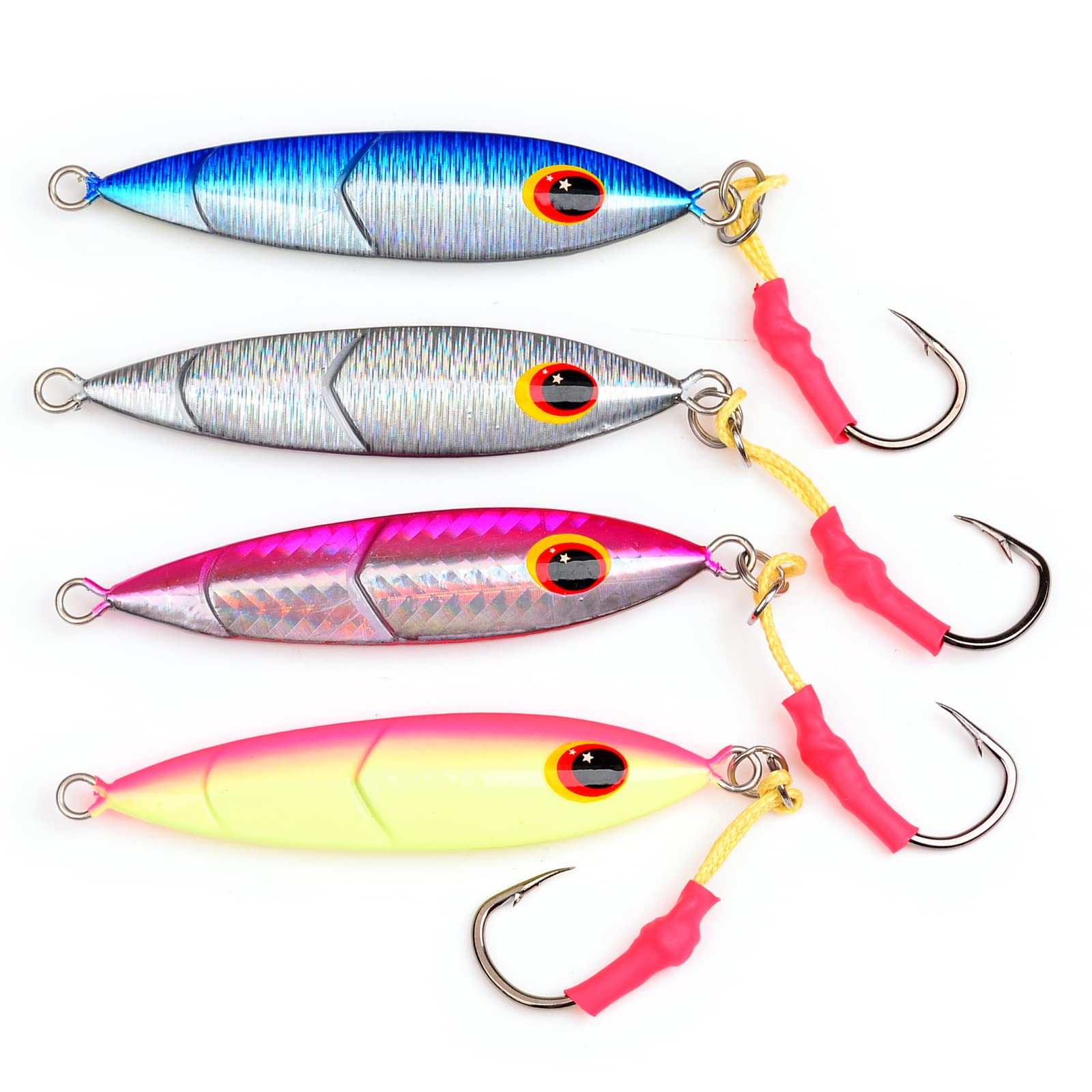 JD Tackle Saltwater Fishing Metal Lead Jig Vertical Lure 3.5IN 60G / 2.1OZ - 4 Pieces