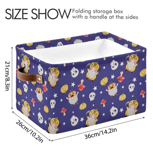 Halloween Gnome Mushroom Storage Basket Bins Decorative Toy Laundry Basket Organization with Handles for Living Room Clothes Nursery Closet Shelf Playroom,1 pcs