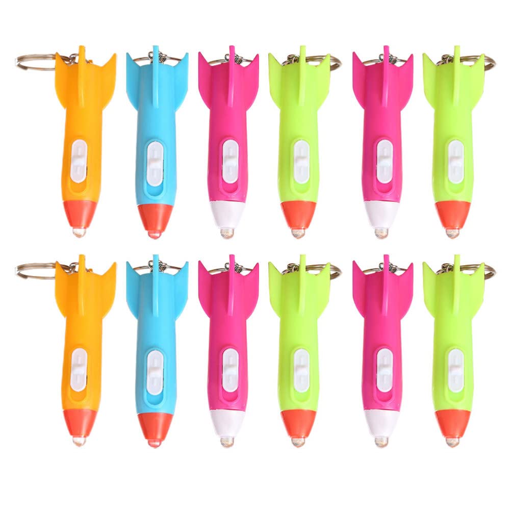 jojofuny Kids Flashlight 12pcs Flashlight Keychain Rocket LED Flashlight for Kids Helicopter Flashlights Keychain Gift Bag Kids Birthday Party Gift Keychain Flashlights