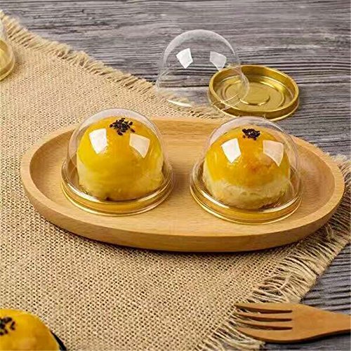 Katoot@ Gold Black Clear Plastic Mini Cupcake Boxes 50Pcs/Set Cake Packing Boxes Muffin Pod Dome Box Wedding Birthday Gifts Boxes (Gold)