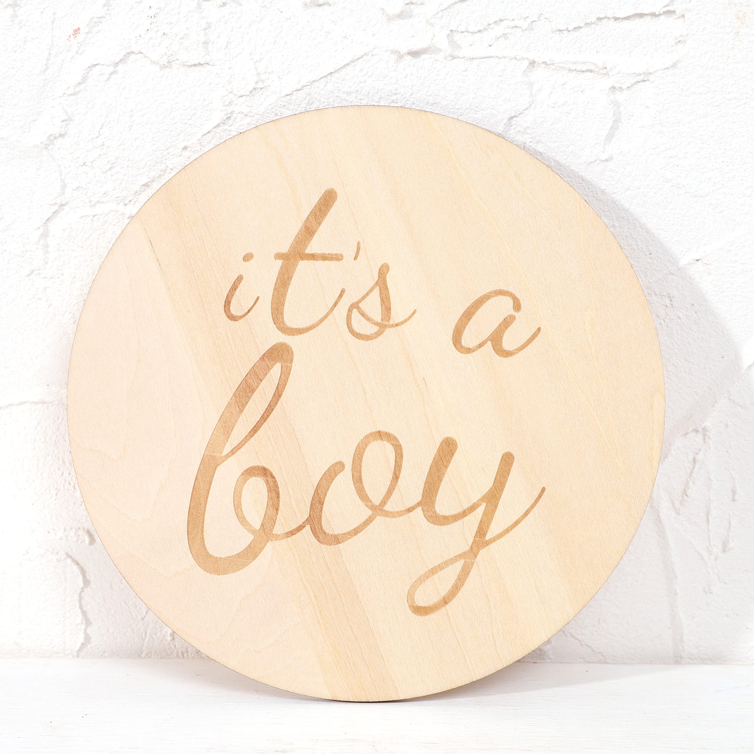 It'S A Boy/Girl Sign,Gender Reveal,Welcome Home Baby Shower Yard Sign (It'S A Girl (Single)),Newborn Photo Prop,The Perfect Round Wooden Welcome Baby Sign (it' a boy)