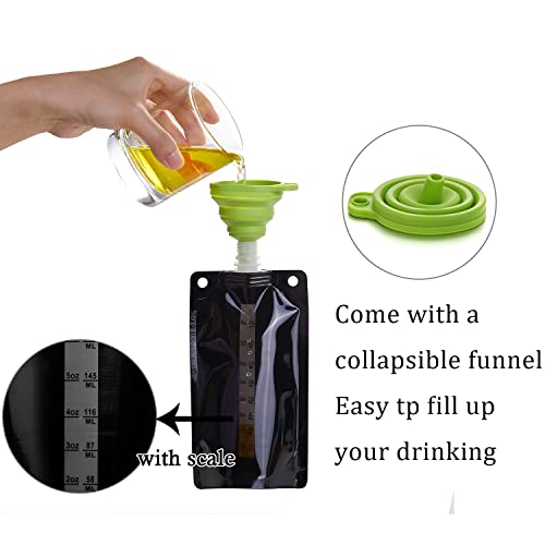 Hillside-Kit Plastic Flasks Concealable and Reusable Cruise Drink Bags with Funnel 8OZ Leak-Proof Flasks for Travel Outdoor (Black-4pcs 8OZ)