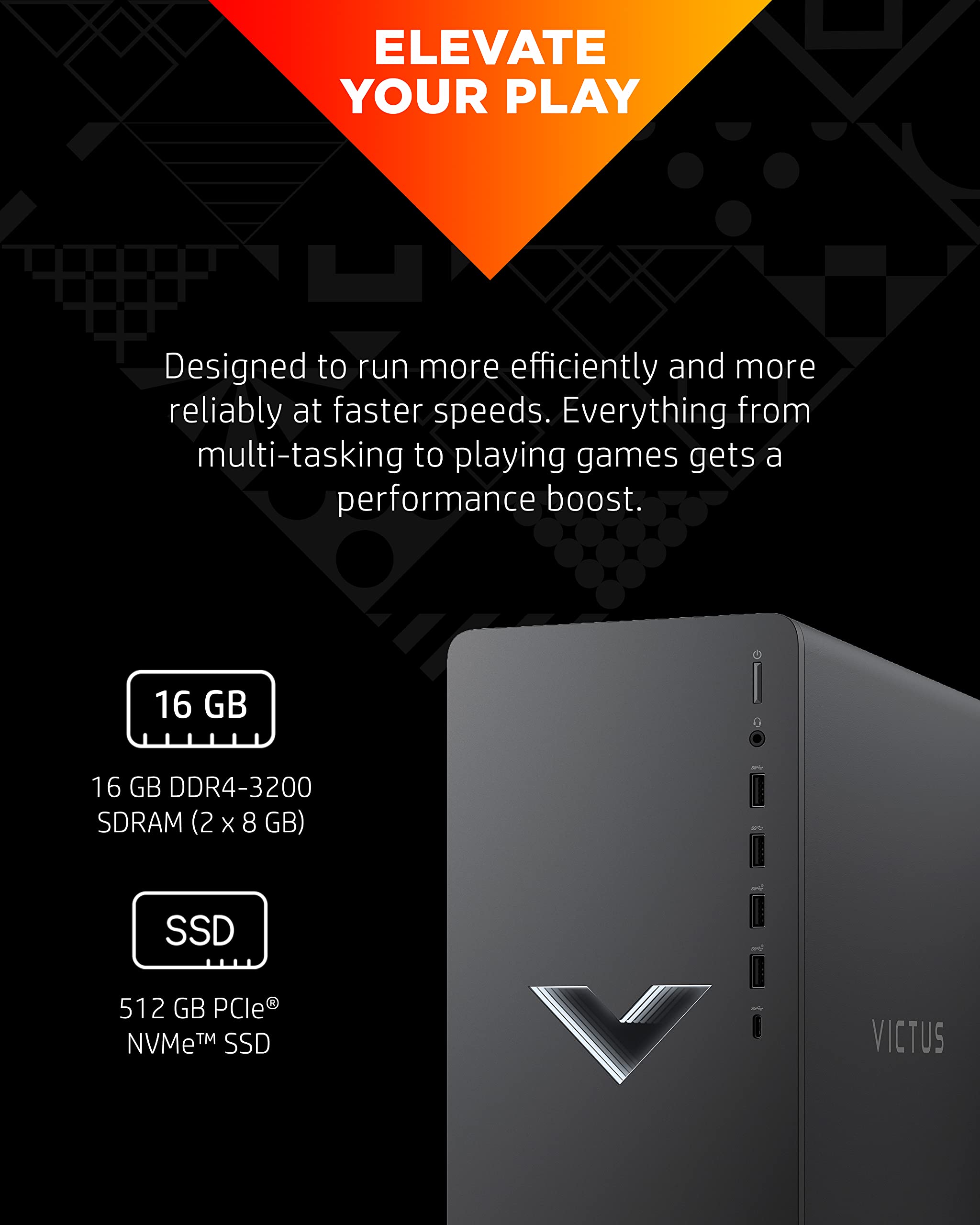 HP Victus 15L Gaming Desktop Computer, NVIDIA GeForce RTX 2060 Super Graphics, 12th Gen Intel Core Processor, 16 GB RAM, 512 GB SSD, Windows 11 Home, QuickDrop, Wi-Fi & Bluetooth (TG02-0030, 2022)