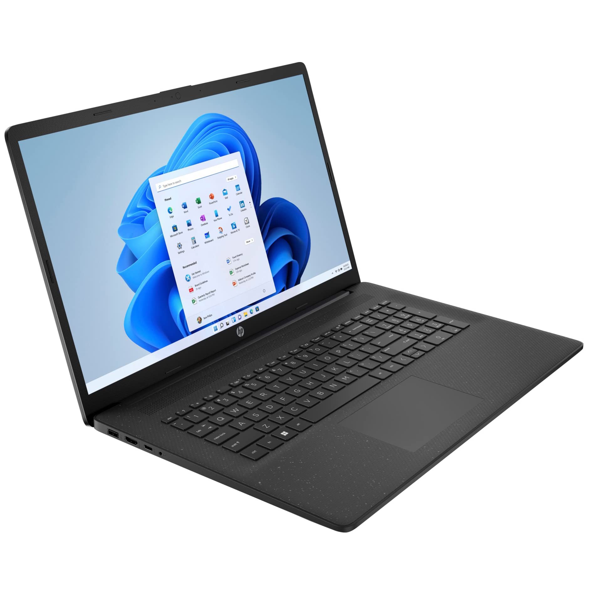 HP 17 17.3" HD+ Laptop Computer, AMD Athlon Gold 7220U up to 3.7GHz, 8GB DDR4 RAM, 128GB PCIe SSD, 802.11AC WiFi, Bluetooth 4.2, Type-C, Webcam, Jet Black, Windows 11 Home, BROAG Cable