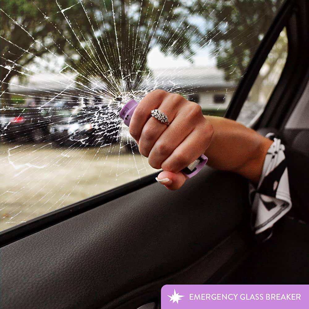 Guard Dog Pepper Spray with Window Breaker | 3-in-1 Car Safety Tool | Self Defense Keychain | Maximum Strength | 16 Feet Distance Defense (Lilac)