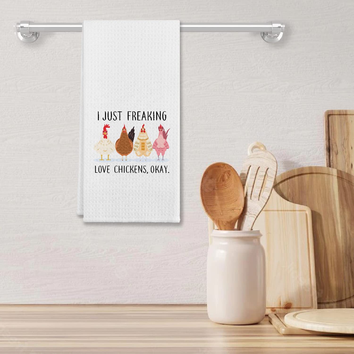 I Just Freaking Love Chickens Kitchen Towels & Tea Towels,Dish Cloth Flour Sack Hand Towel for Farmhouse Kitchen Decor,24 X 16 Inches Cotton Modern Dish Towels Dishcloths,Chicken Lovers Farm Girl Gift
