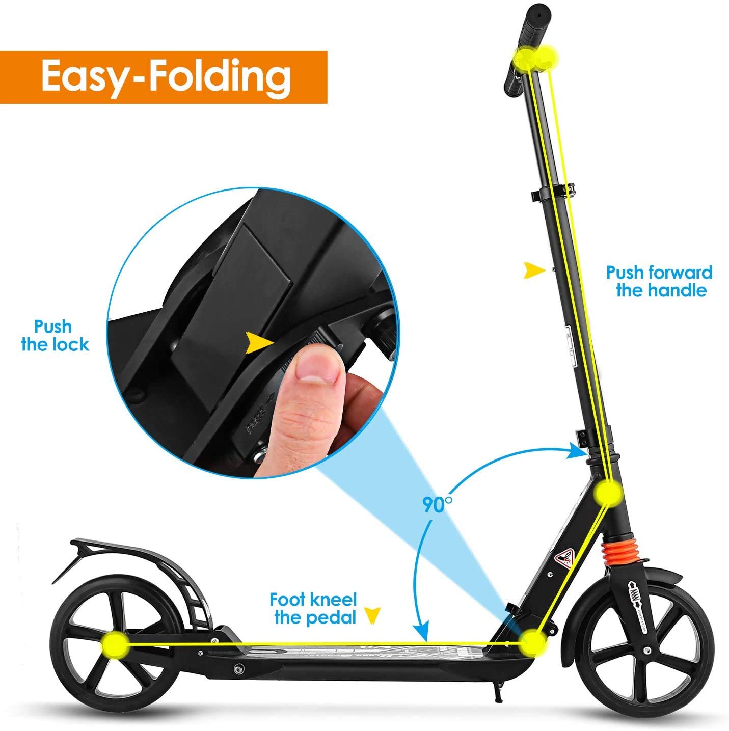 Hikole Scooters for Adults Teens, Kick Scooter with Adjustable Height Dual Suspension and Shoulder Strap 8 inches Big Wheels Scooter Smooth Ride Commuter Scooter Best Gift for Kids Age 10 Up