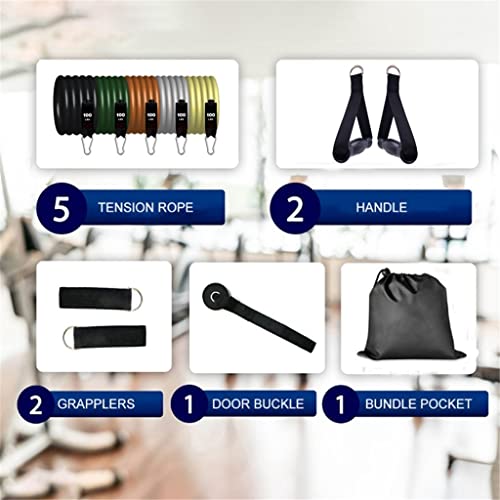 JIAMEI Resistance Bands Set 11 pcs Stackable Up to 500 lbs Adjustable with Heavy Duty Gym Handles Home Gym Outdoor Travel Equipment