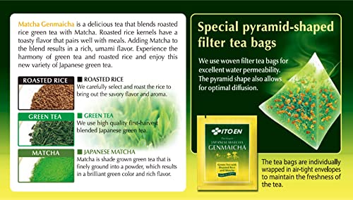 ITO EN Oi Ocha Premium Japanese Matcha Genmaicha Green Tea - Tea Bags, 50 Count (Pack of 1)