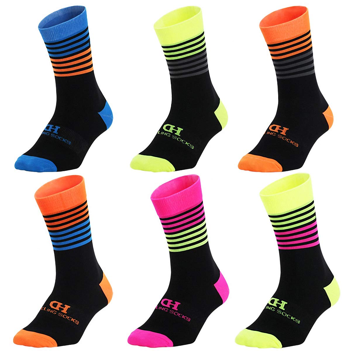 GuaziV Cycling Socks for Men & Women,Colorful Compression Hiking Socks Running Socks for Travelling, Walking, Climbing