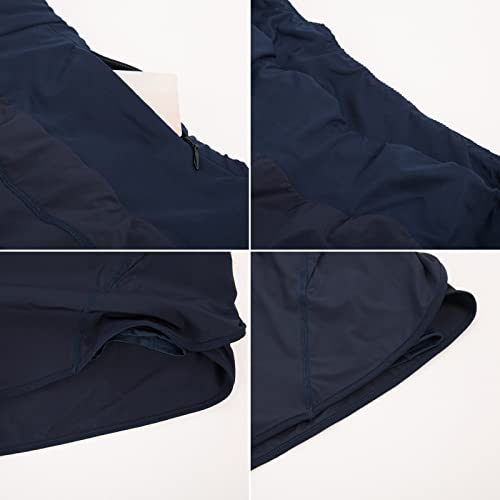 Hanna Nikole Women's High Rise Quick-Dry Athletic Sports Running Workout Shorts with Zip Pocket 18W Navy Blue