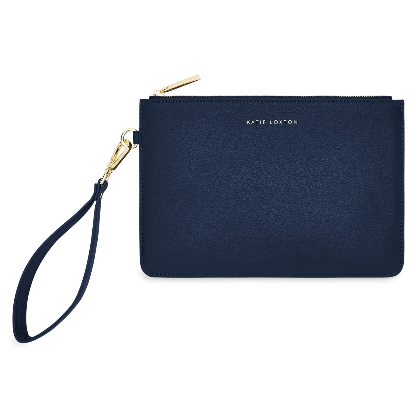 KATIE LOXTON Zana Womens Medium Vegan Leather Clutch Purse Wristlet Pouch Navy Blue