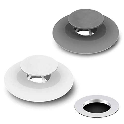 HengLiSam Shower Drain Stopper, Bathtub Stopper Sink Drain Plug Silicone Hair Catcher Shower Drain Cover Suitable for Bath Tub Bathroom and Kitchen 2 Pack