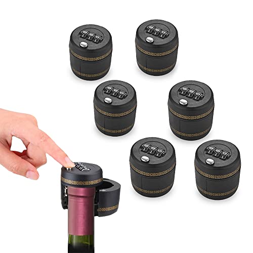 Lockwish Bottle Password Code Lock Wine, Bottle Password Lock Top Stopper, Combination Lock Liquor Bottle Stopper (6 Pack/Box)