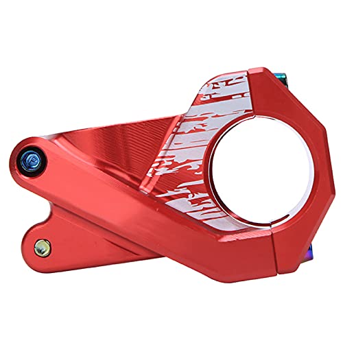 JINDI Bike Handlebar Stem, Anode Grinding Processing Hollow Ultra Light Short Handlebar Stem for Fixed Gear Bike for Road Bike(Red)