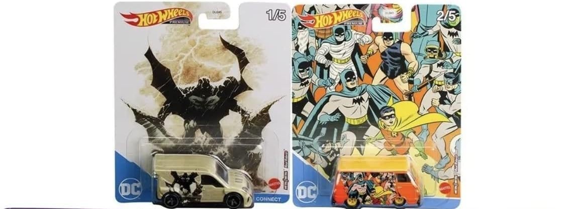 Hot Wheels 2022 Premium Pop Culture DC Batman Comics DLB45-946P Release Complete Set of 5 Diecast Vehicles