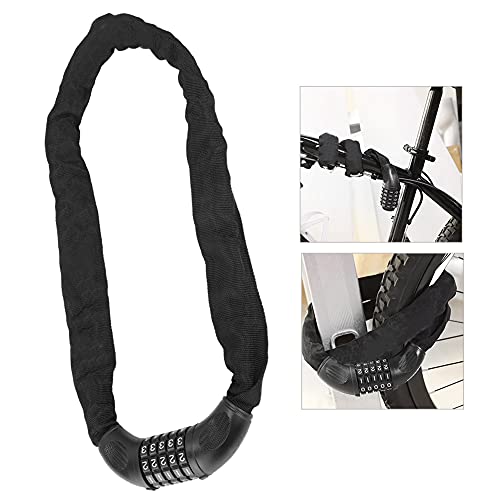 Hosi Bike Security Lock, Resettable Impact Resistant PE Shell Black Steel Chain Bicycle Coded Lock for School